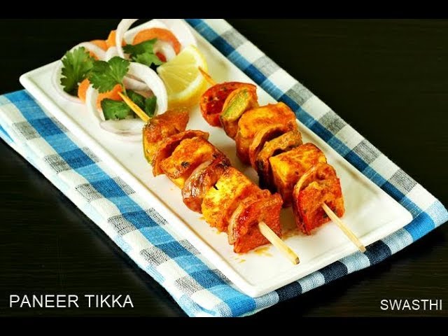 Paneer tikka recipe | How to make paneer tikka on tawa & in oven (video)